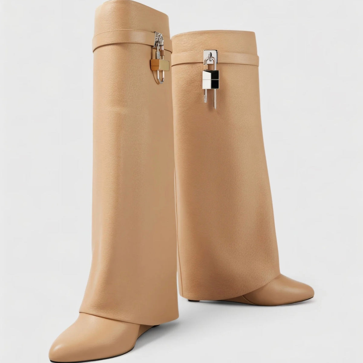 Lock Boots, Beige – Stellamonte